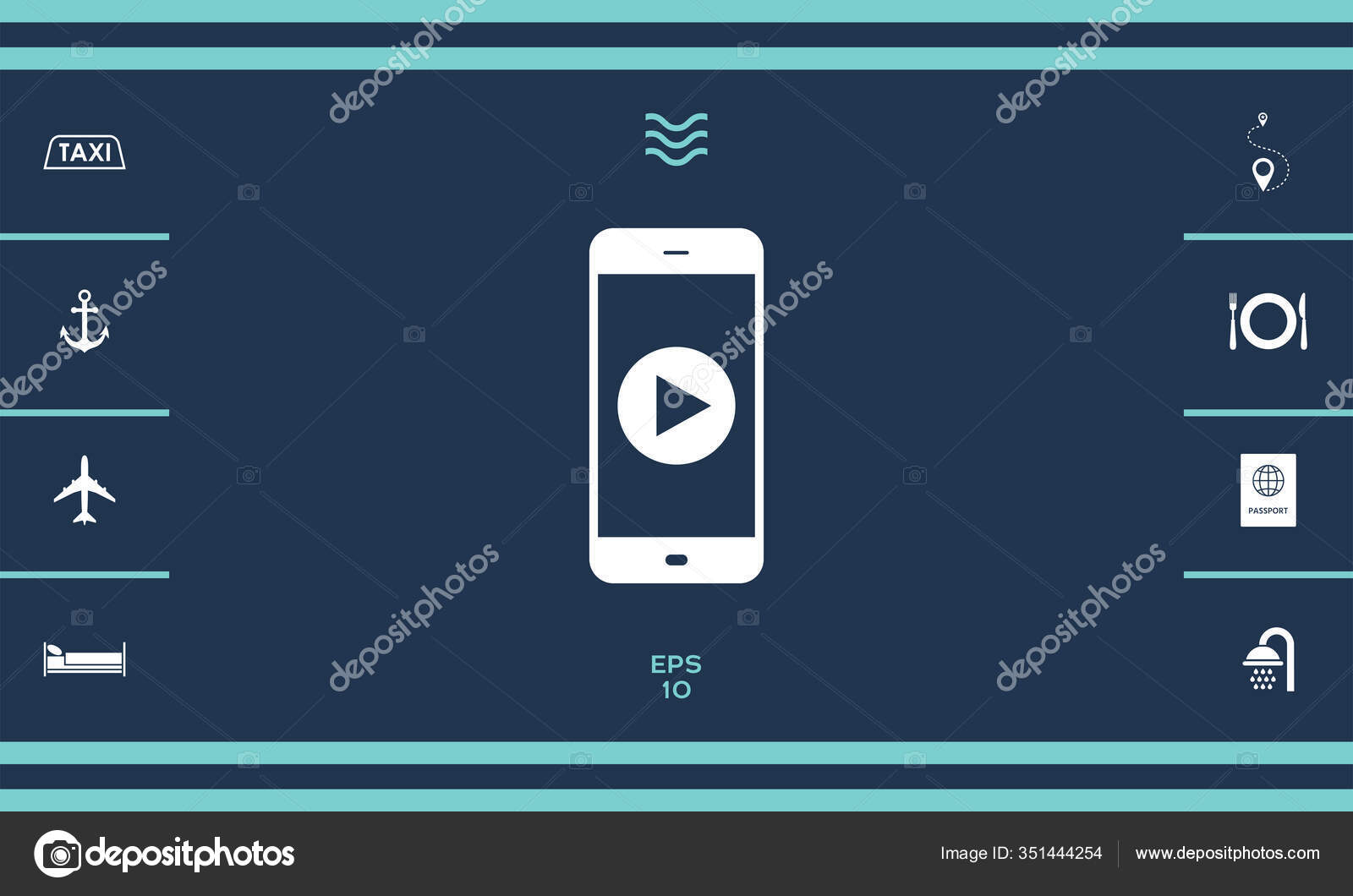 Business Phone Play Button Icon Element Your Design — Stock Vector ...