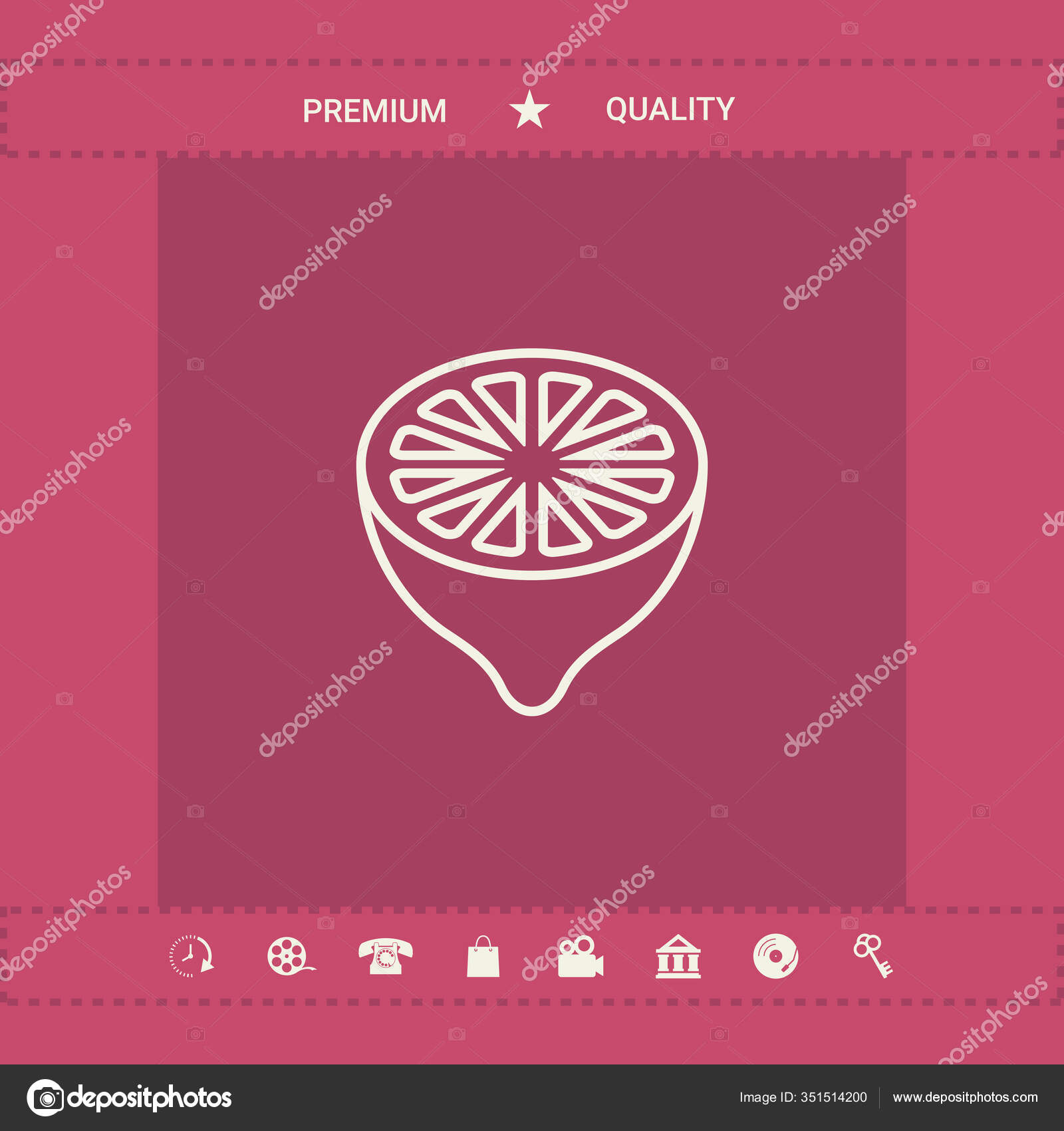 Lemon Half Fruit Cross Section Line Icon Signs Symbols Your — Stock ...