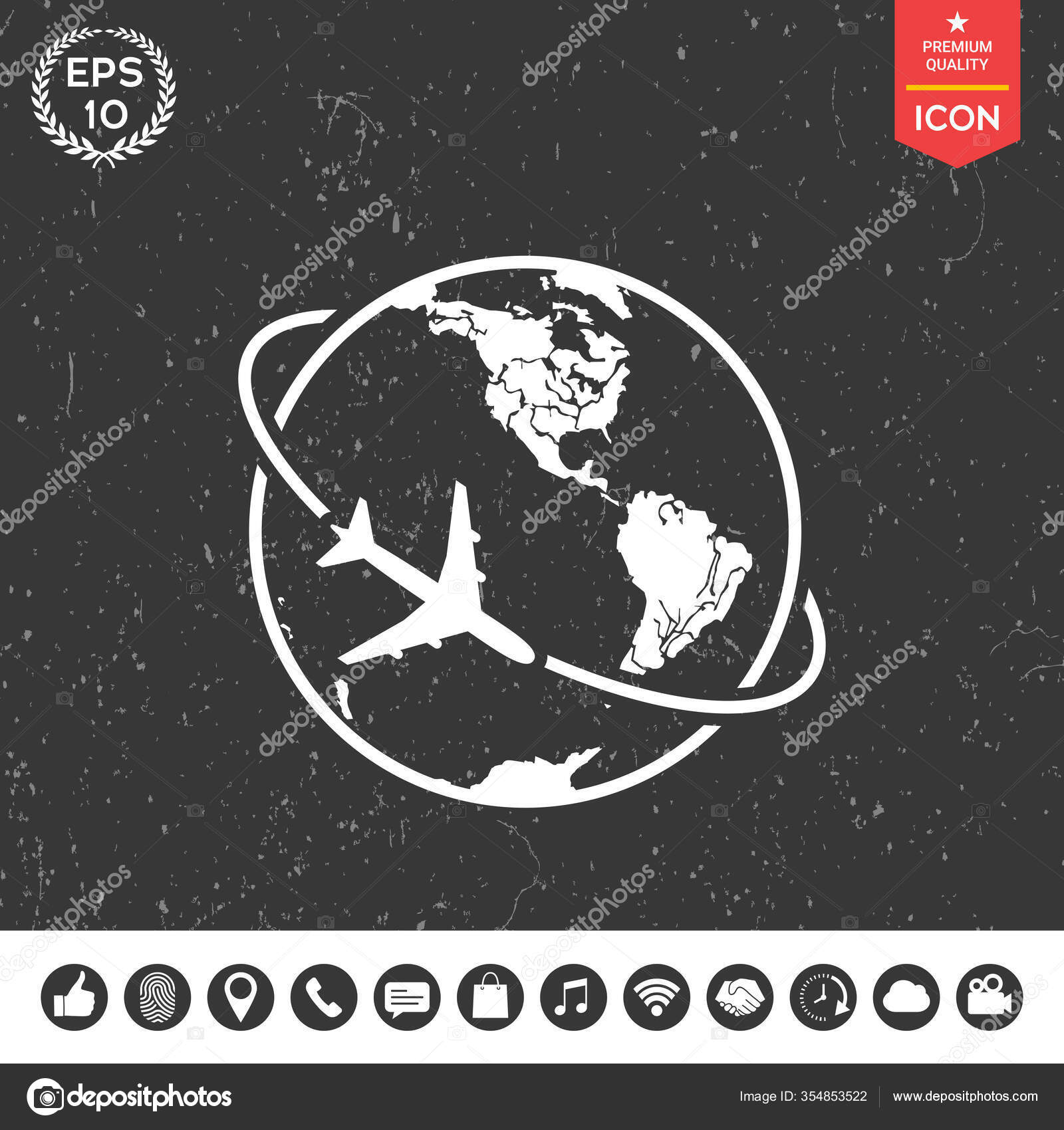 Airplane Fly Planet Earth Logo Icon — Stock Vector © sssheina #354853522