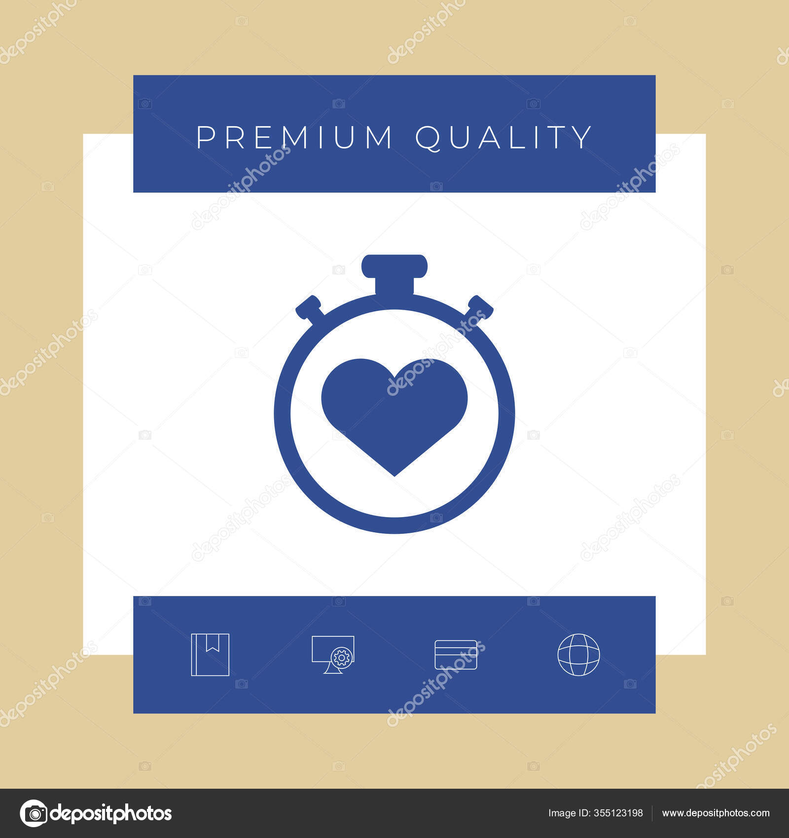 Stopwatch Heart Symbol Icon Elements Your Design — Stock Vector ...