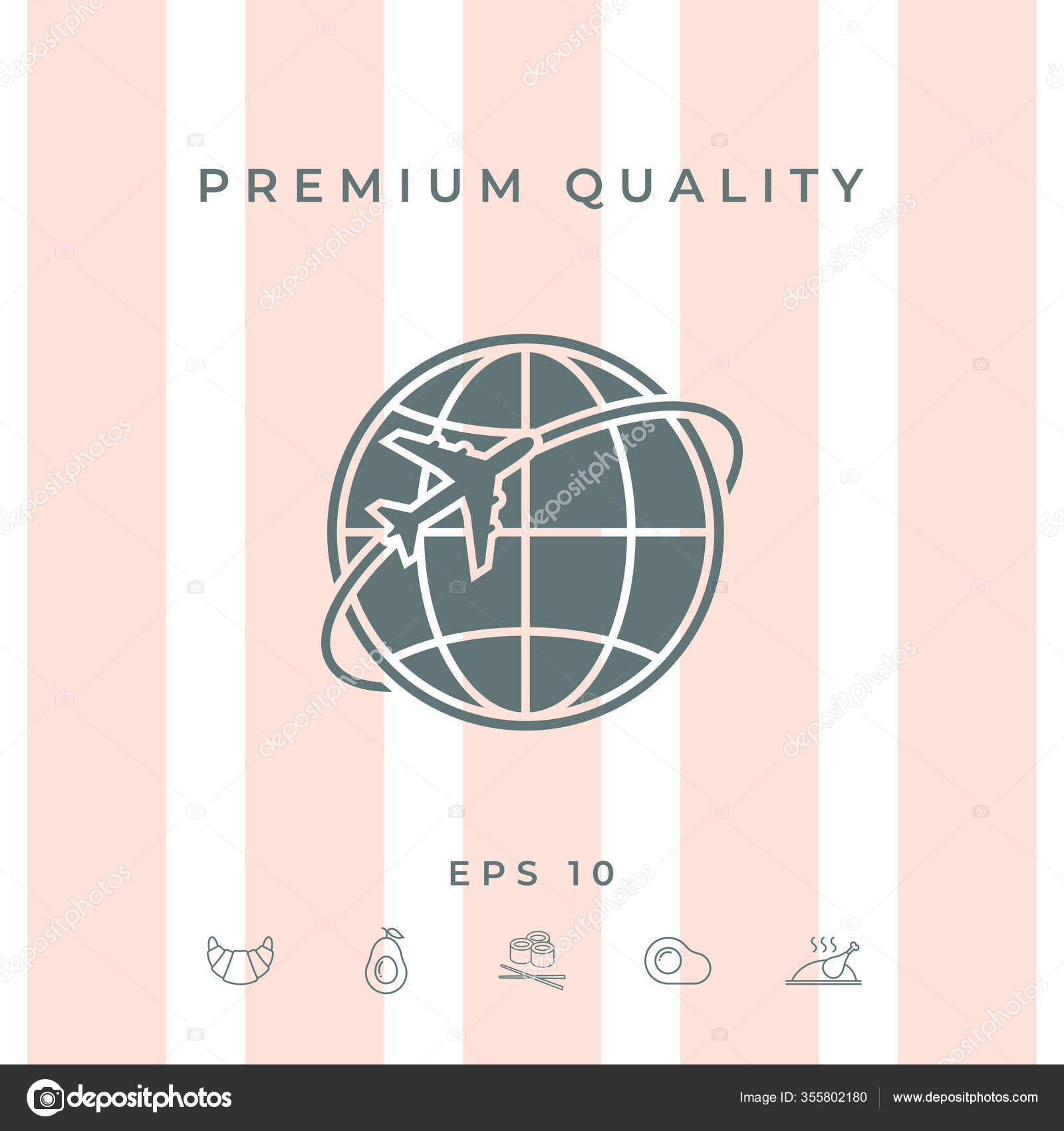 Airplane Fly Planet Earth Logo Element Your Design — Stock Vector ...