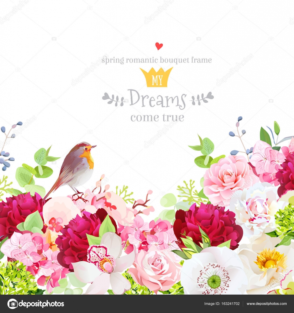 Botanical style frame with flower mix Stock Vector Image by ...