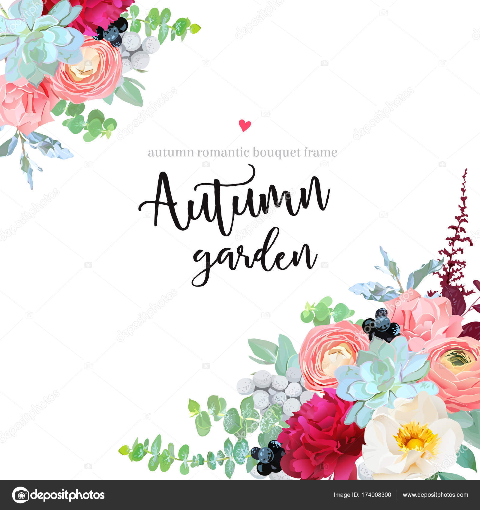 Autumn angle floral frame with mixed bouquets Stock Vector Image by ...