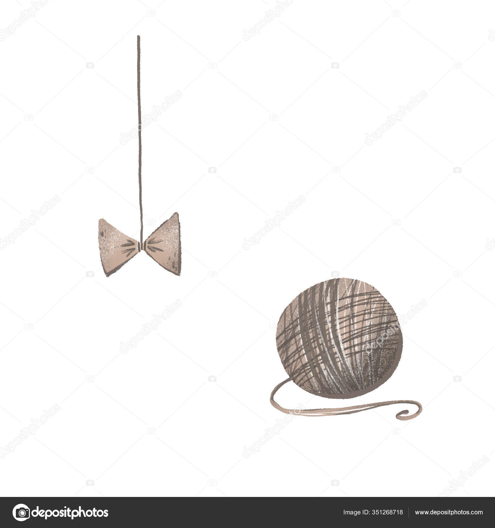 Digital Illustration Cute Set Texture Beige Gray Cat Its Toys Stock ...