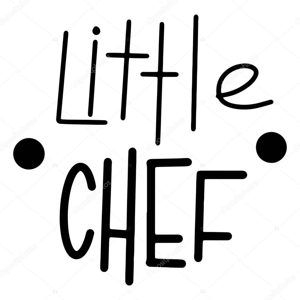 Cocina de letras de mano pequeño chef. garabato digital esbozar el arte ...