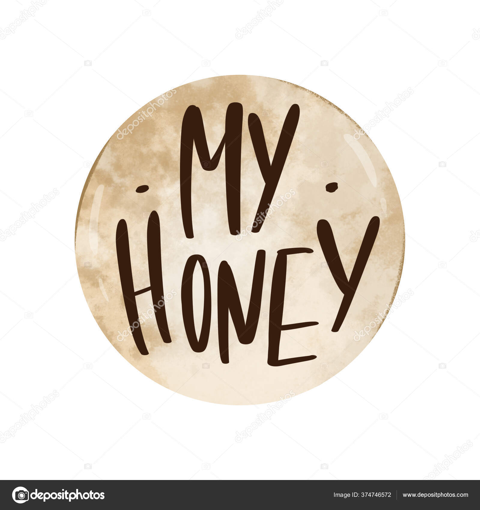 Cute Hand Lettering Honey Textural Digital Art Print Fabrics Wrapping ...