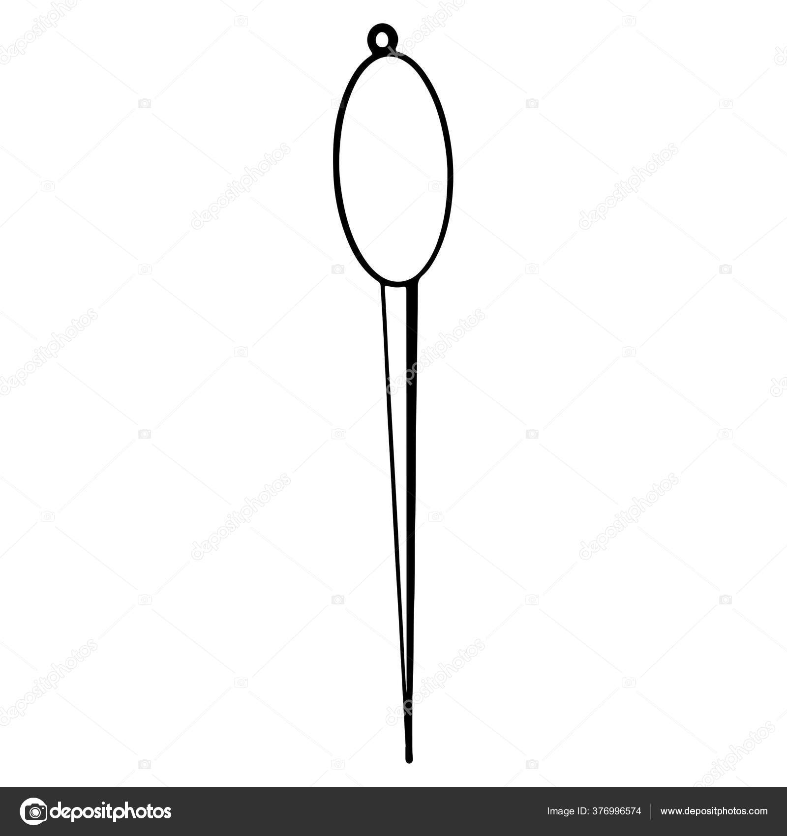 Cute Sewing Vintage Pin Bead Digital Doodle Outline Art Print — Stock ...