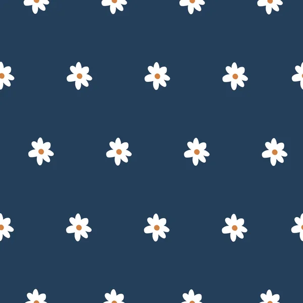 Repeat Daisy Flower Pattern with blue background. Seamless floral ...