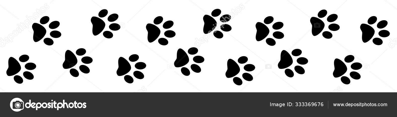 Paw Prints Dog Track Banner Design Template Decorative Divider Border ...
