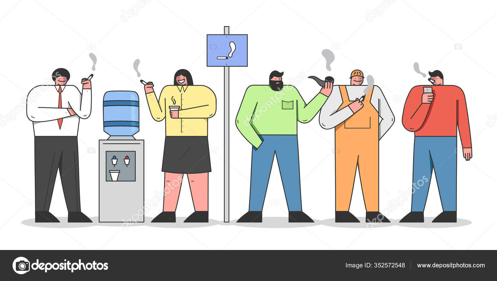 Mal hábito humano y concepto de adicción al tabaco. La gente está ...