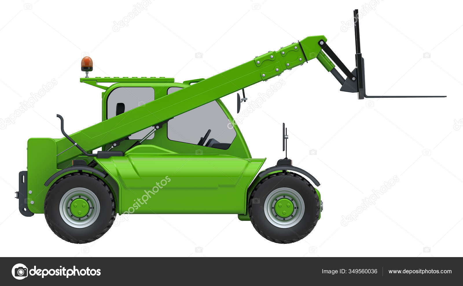 Telescopic Handler Side View Rendering Isolated White Background Stock ...