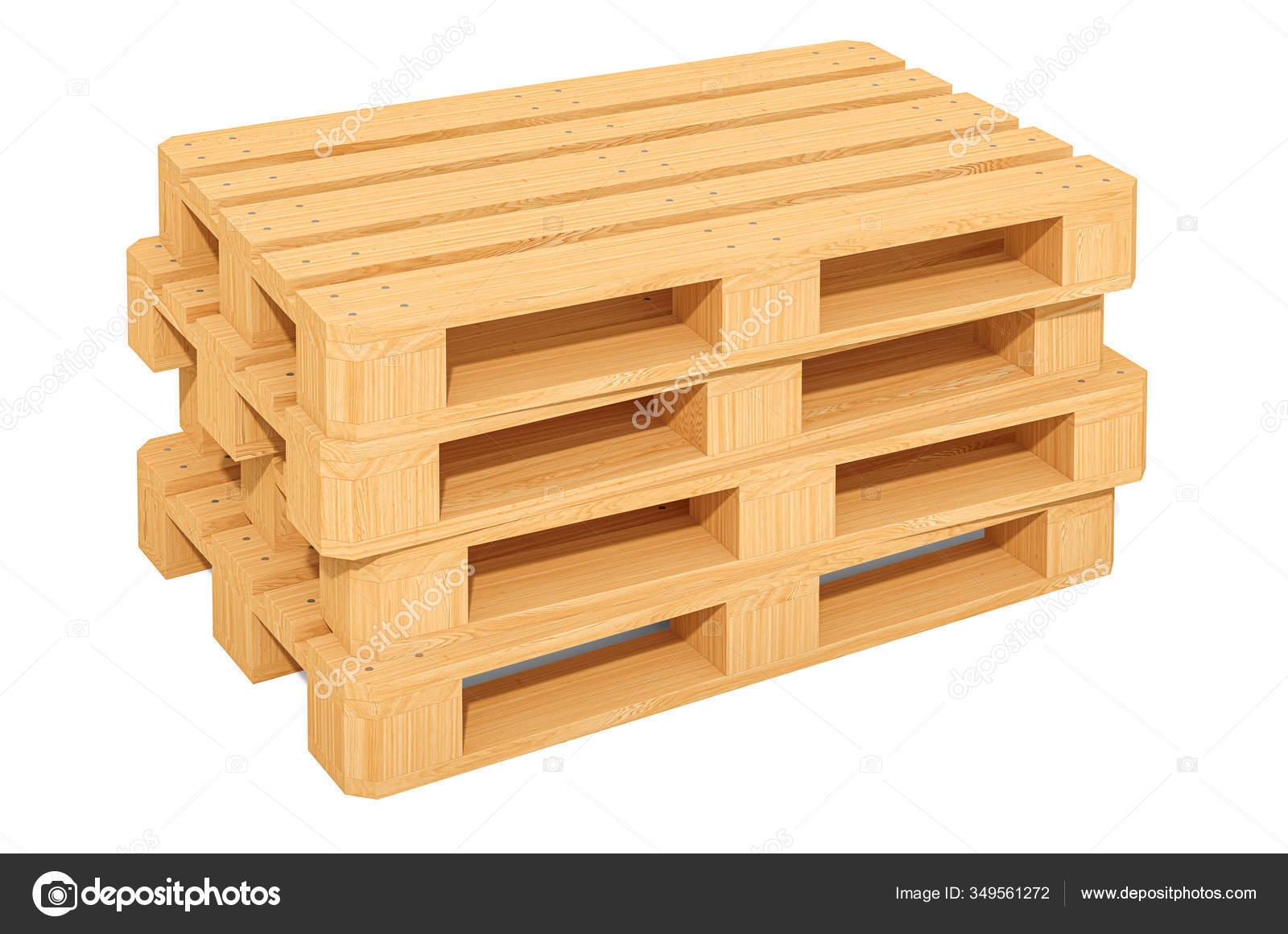 Stack Wooden Pallets Rendering Isolated White Background Stock Photo by ...