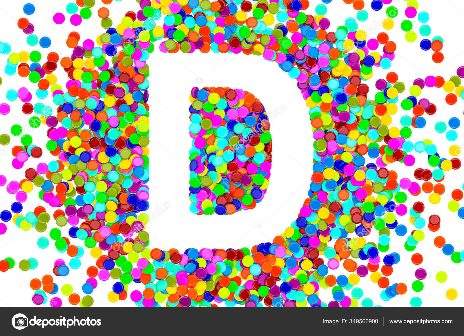 Confetti Font Letter Colored Confetti Rendering Isolated White ...