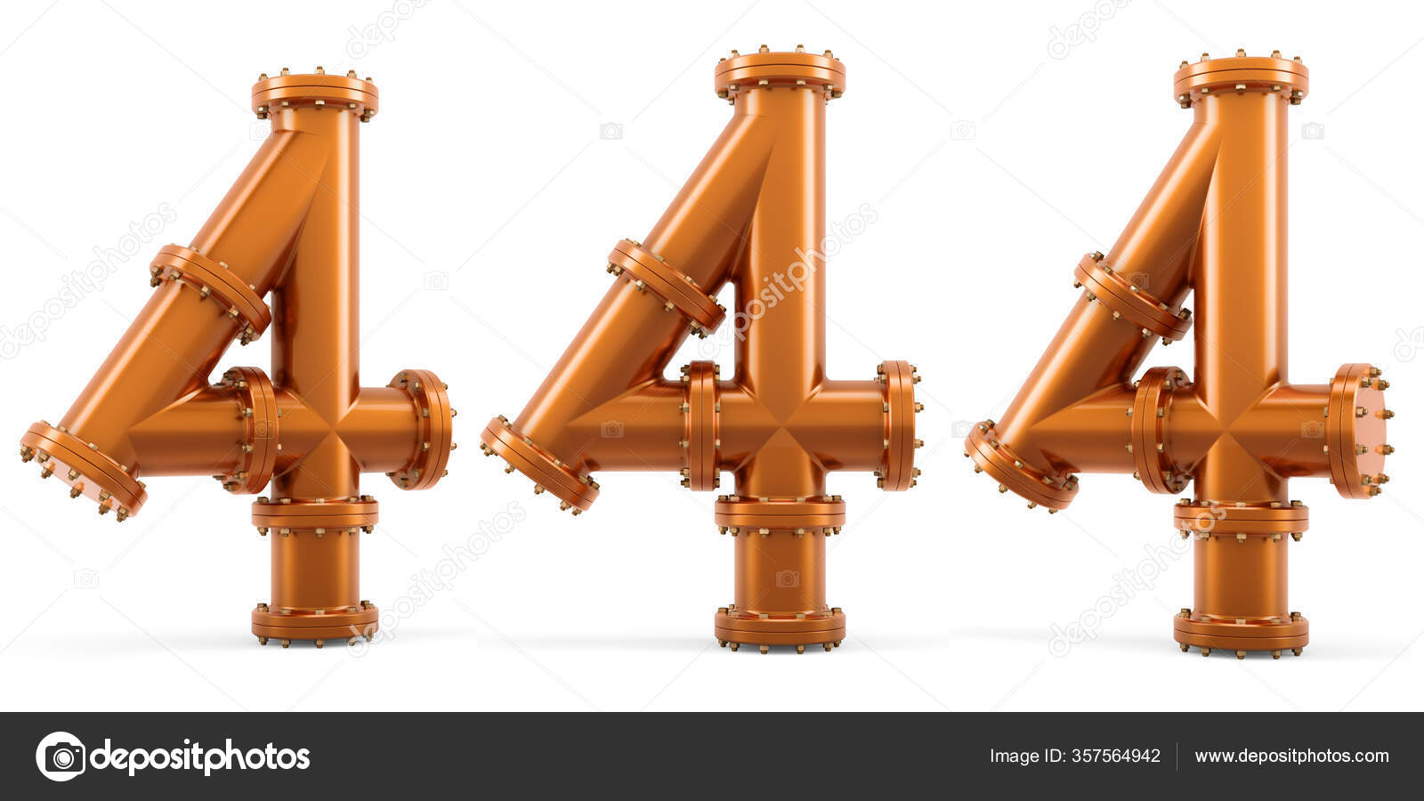 Number Copper Pipes Rendering Isolated White Background — Stock Photo ...