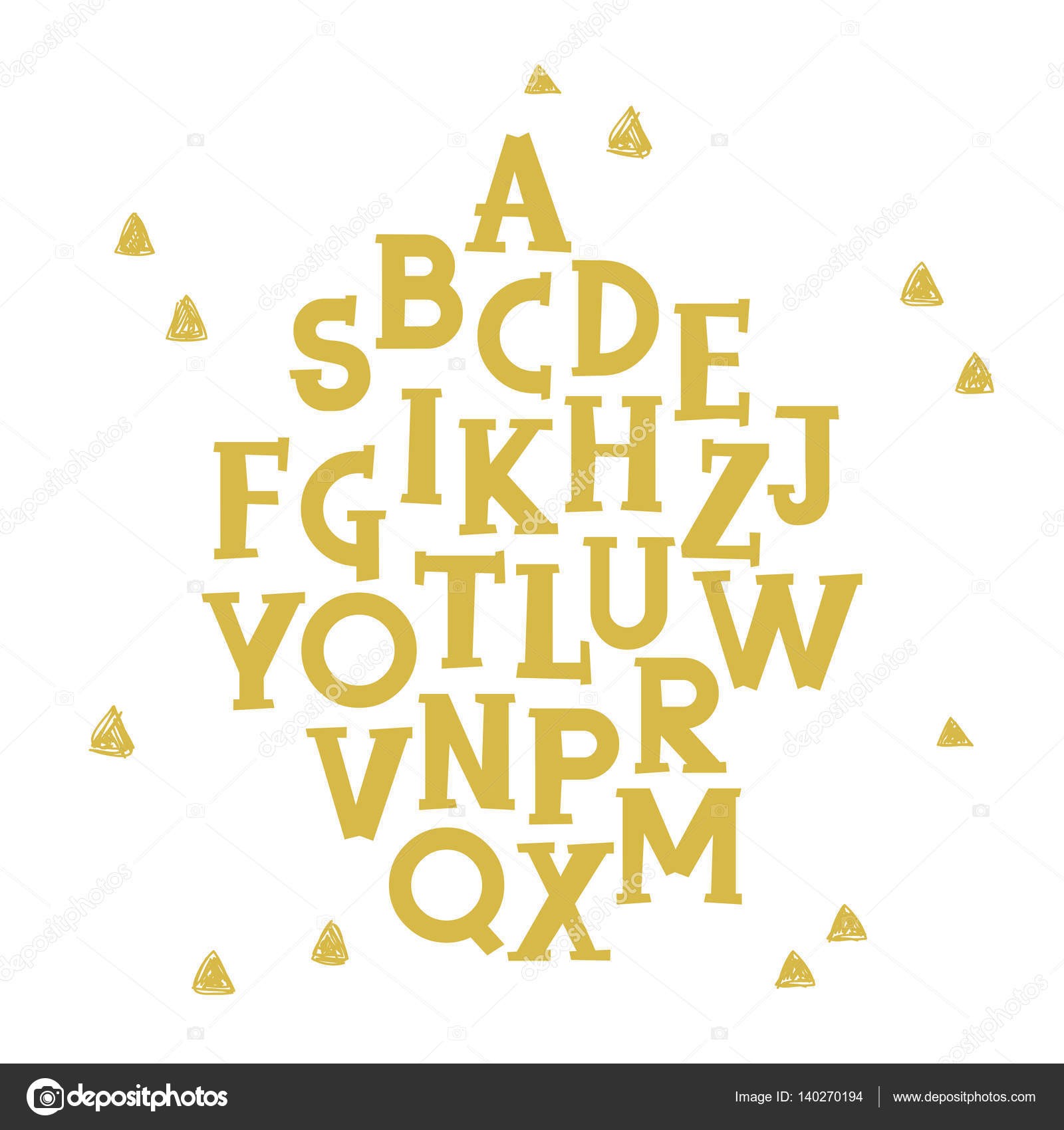 Gold hand drawn letters Stock Vector by ©chekat 140270194