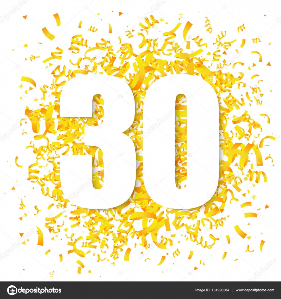 Yellow confetti and big white digit 30 Stock Vector Image by ©chekat ...