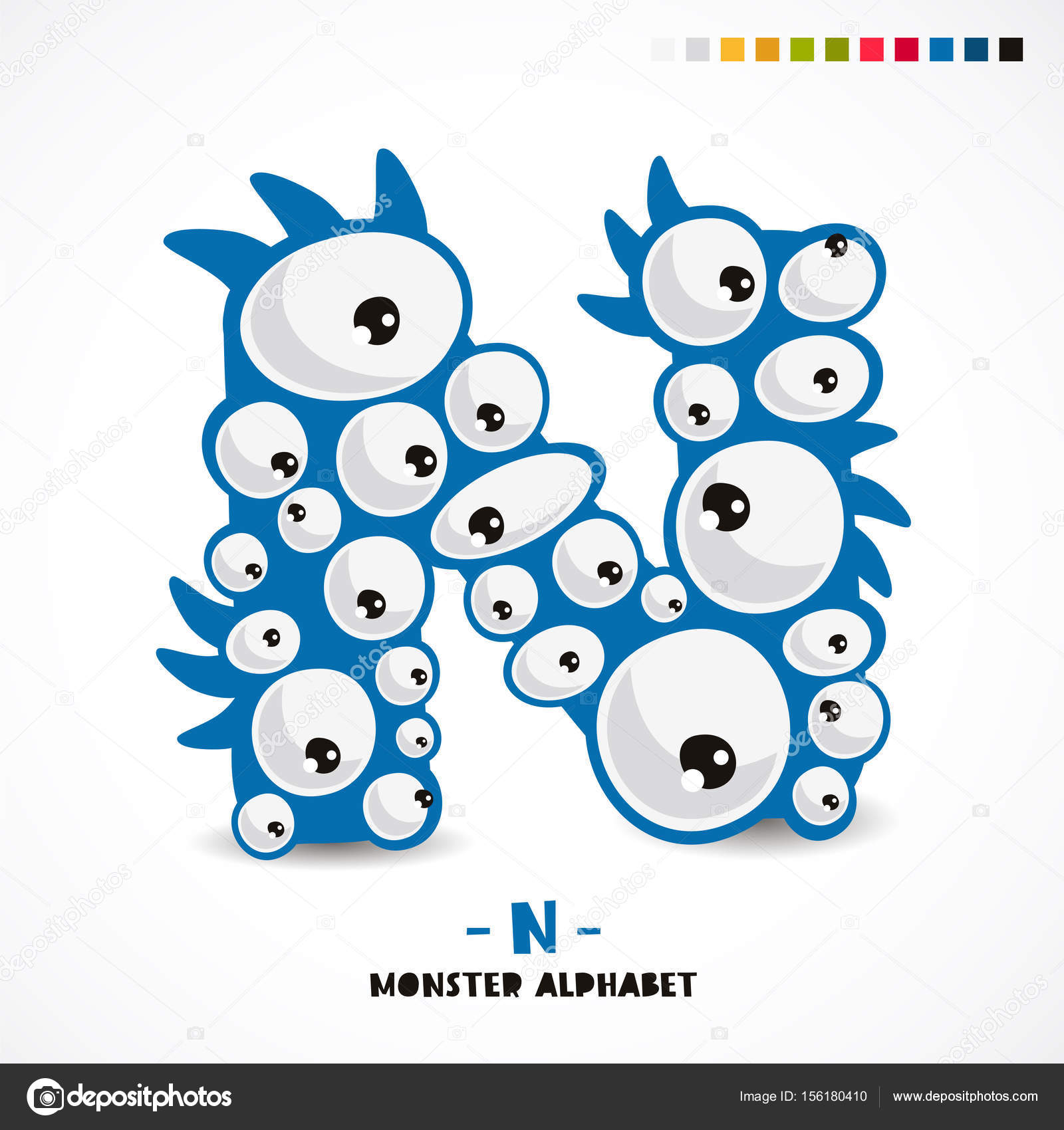 Alfabet monster. Huruf N . Vektor Stok oleh ©chekat 156180410