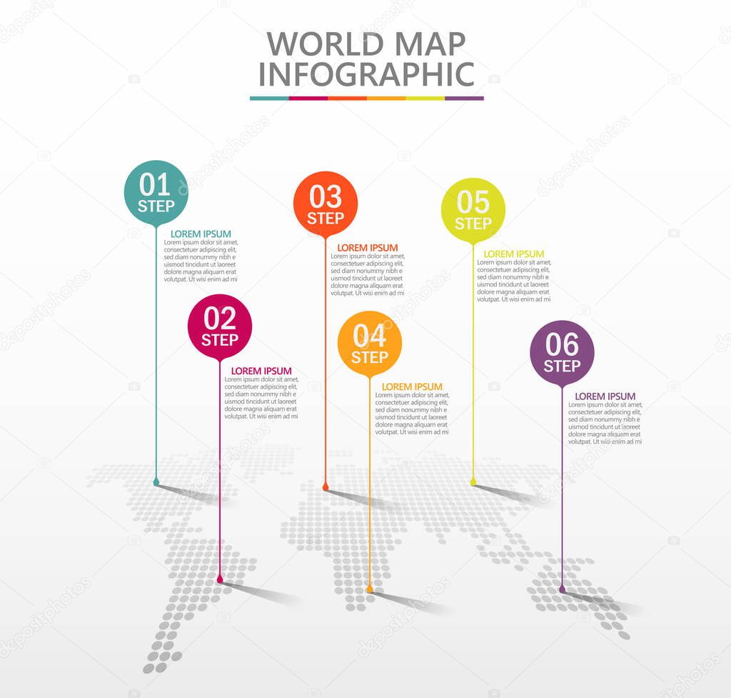Mapa mundial de negocios. iconos de infograf a de l nea de tiempo dise ados para el elemento de ...