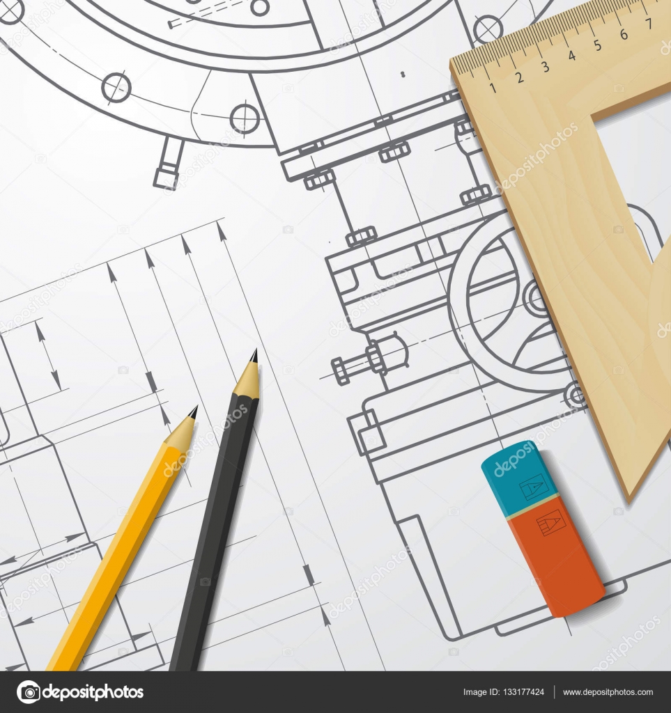 Technical blueprint of mechanism. Stock Vector Image by ©mara_lingstad ...