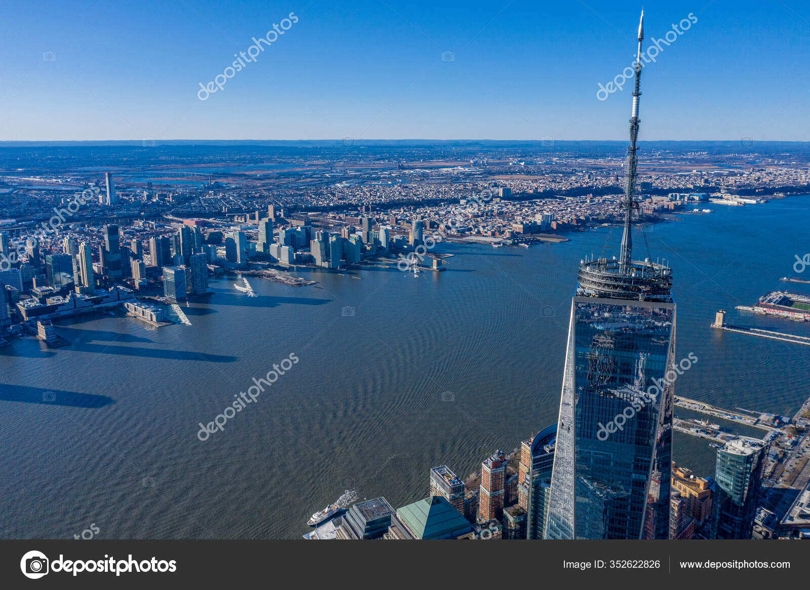 Aerial View One World Trade Center New York City Skyline — Stock Photo ...