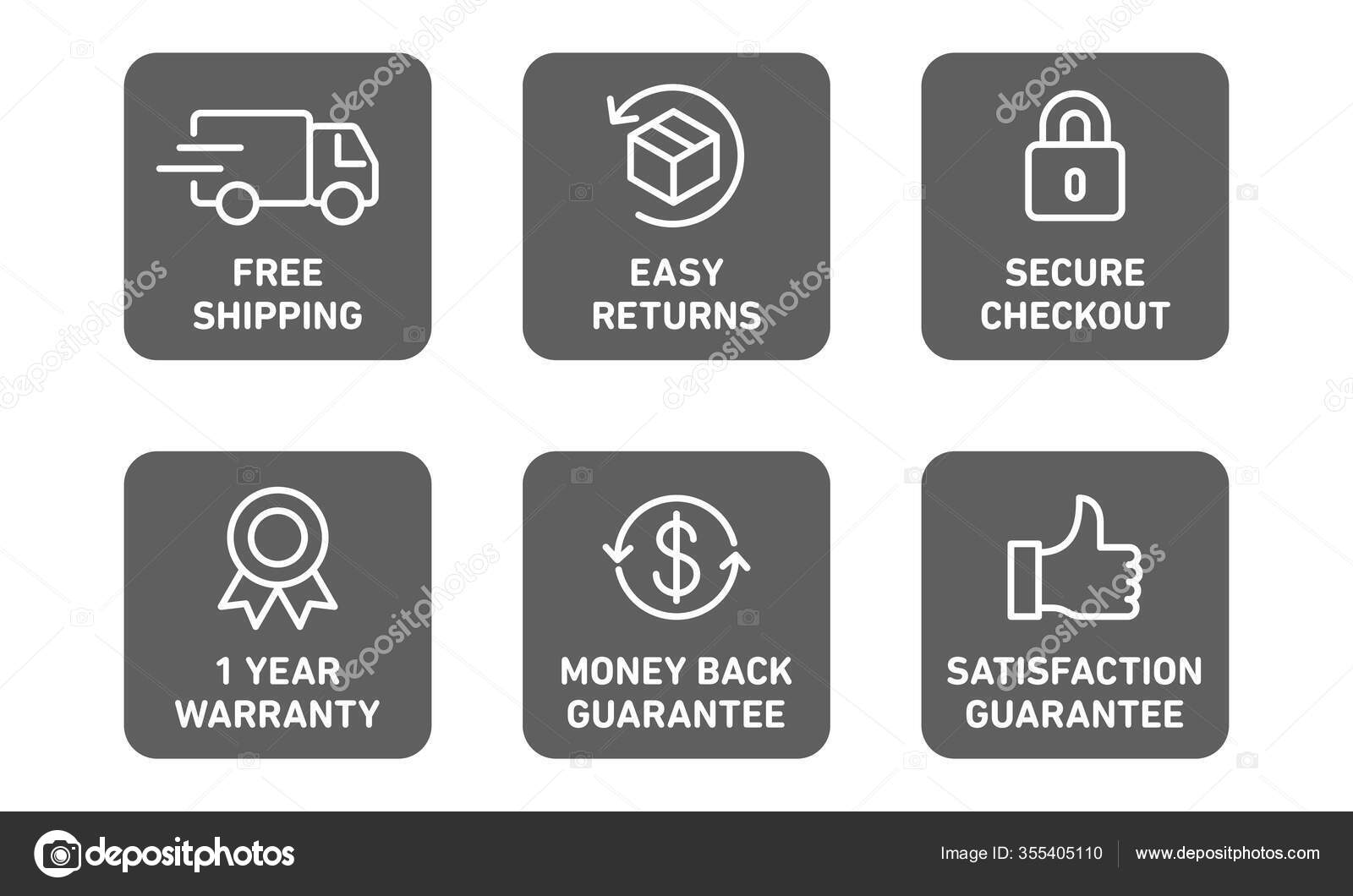 Commerce Security Badges Risk Free Shopping Icons Set Stock Vector by ...