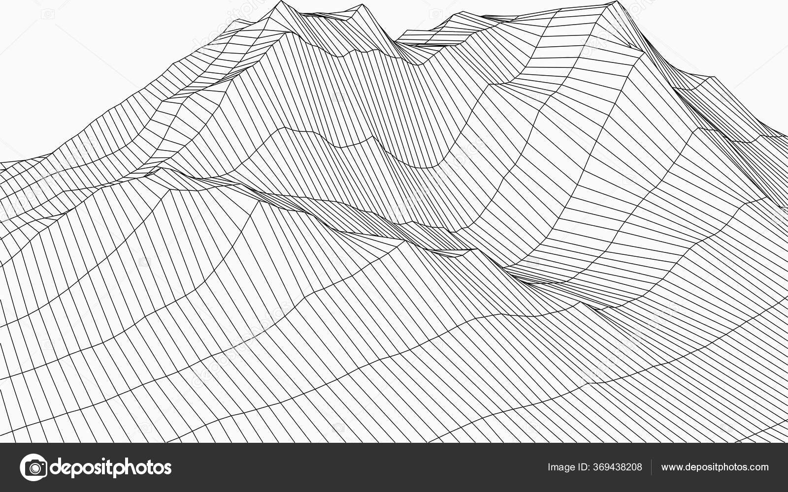 Abstract Digital Landscape Wireframe Landscape Background Futuristic ...