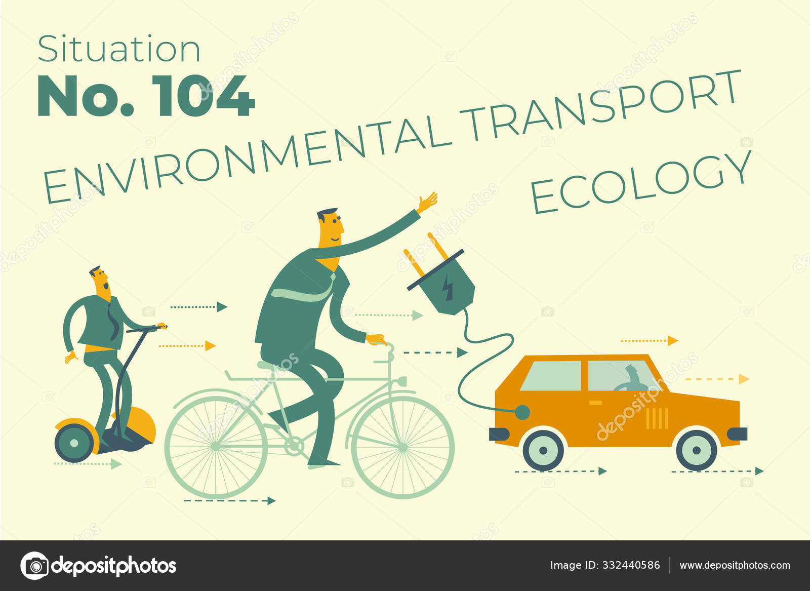 Ecological Illustration Eco Friendly Transport People Electric Car ...