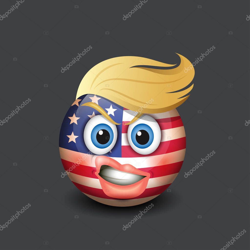 Emoticon con cabello rubio y bandera americana 2024