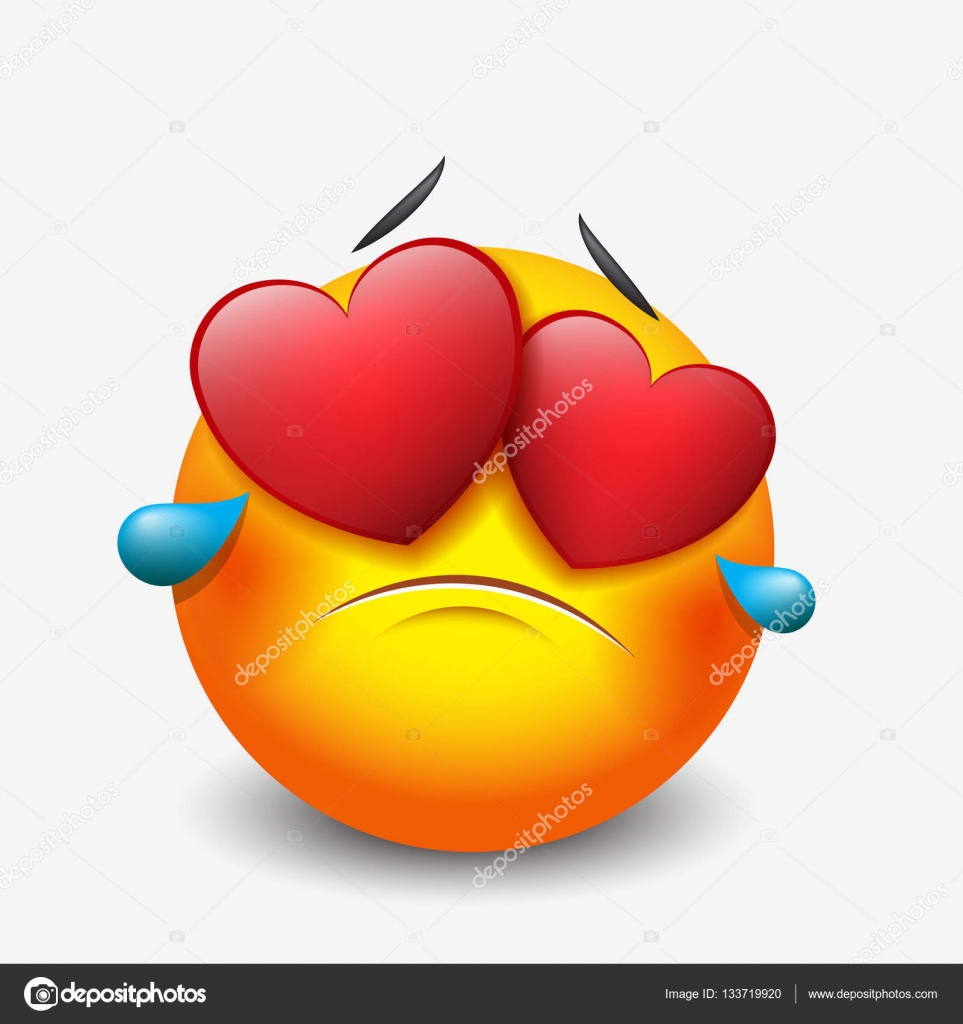 Sad emoticon with two red hearts Stock Vector by ©I.Petrovic 133719920