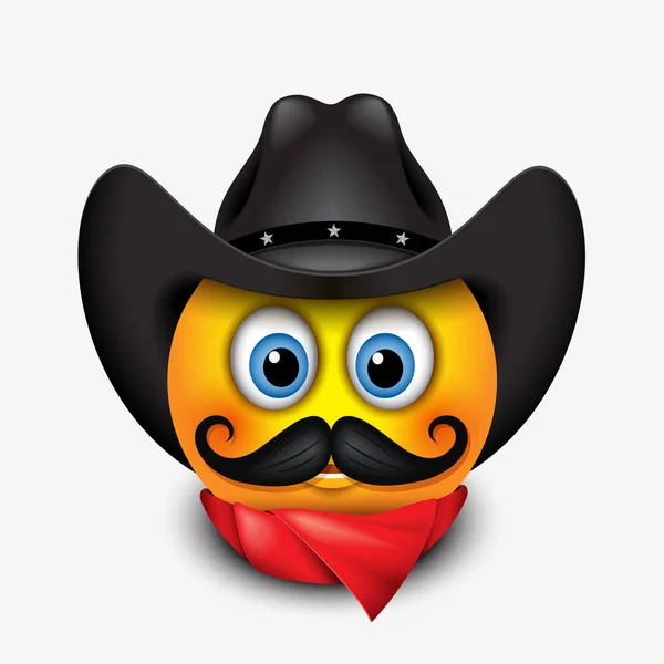 Cowboy hat emoticon | Emoticon wearing cowboy hat — Stock Vector © I ...