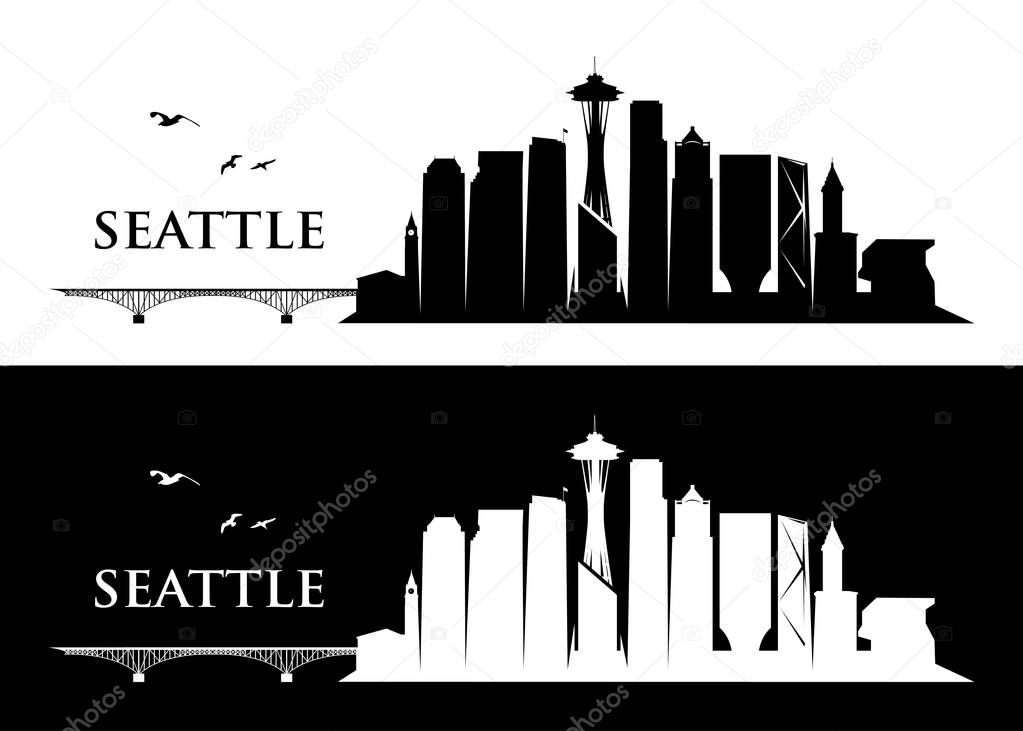 Seattle skyline silhouette — Stock Vector © I.Petrovic #138041356