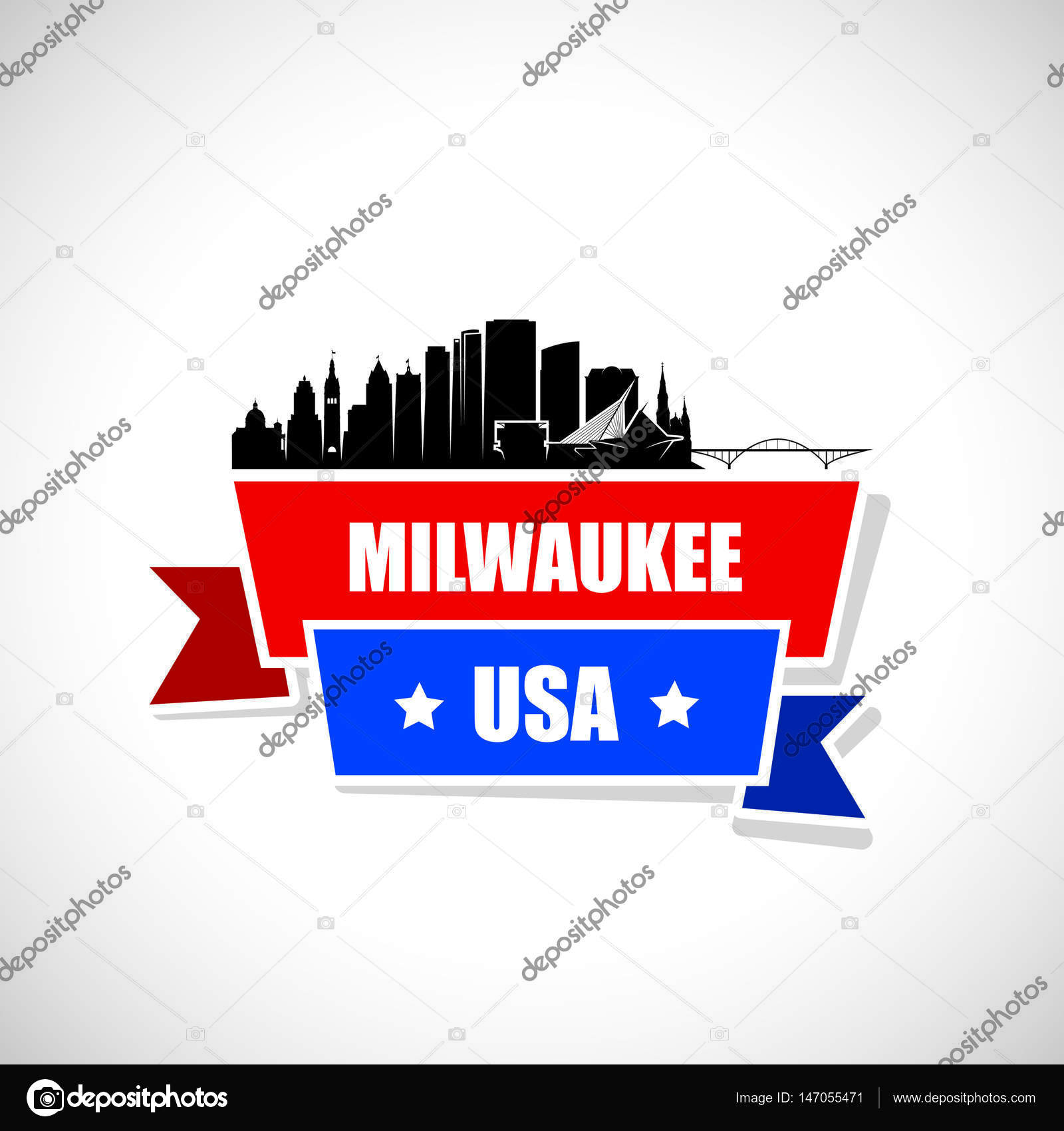 Milwaukee skyline ribbon banner Stock Vector Image by ©I.Petrovic ...