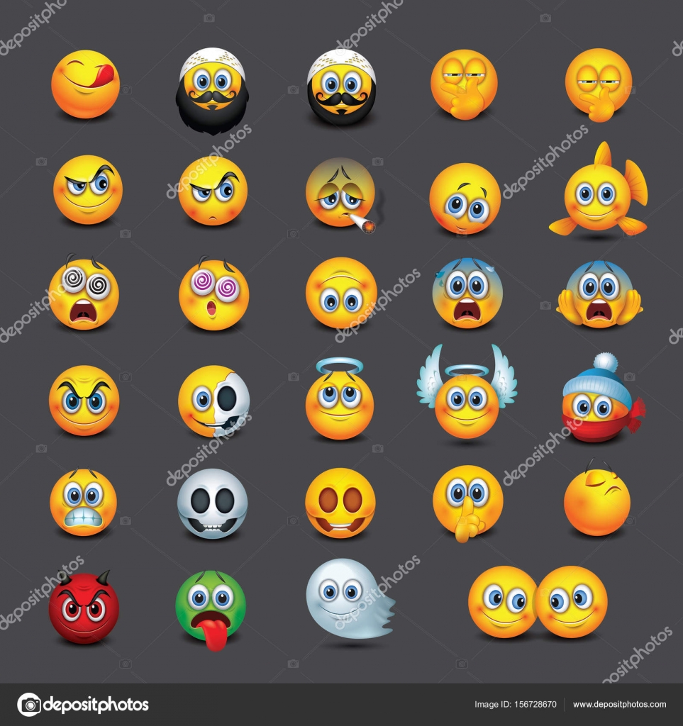 Smiley signs set ⬇ Vector Image by © I.Petrovic | Vector Stock 156728670