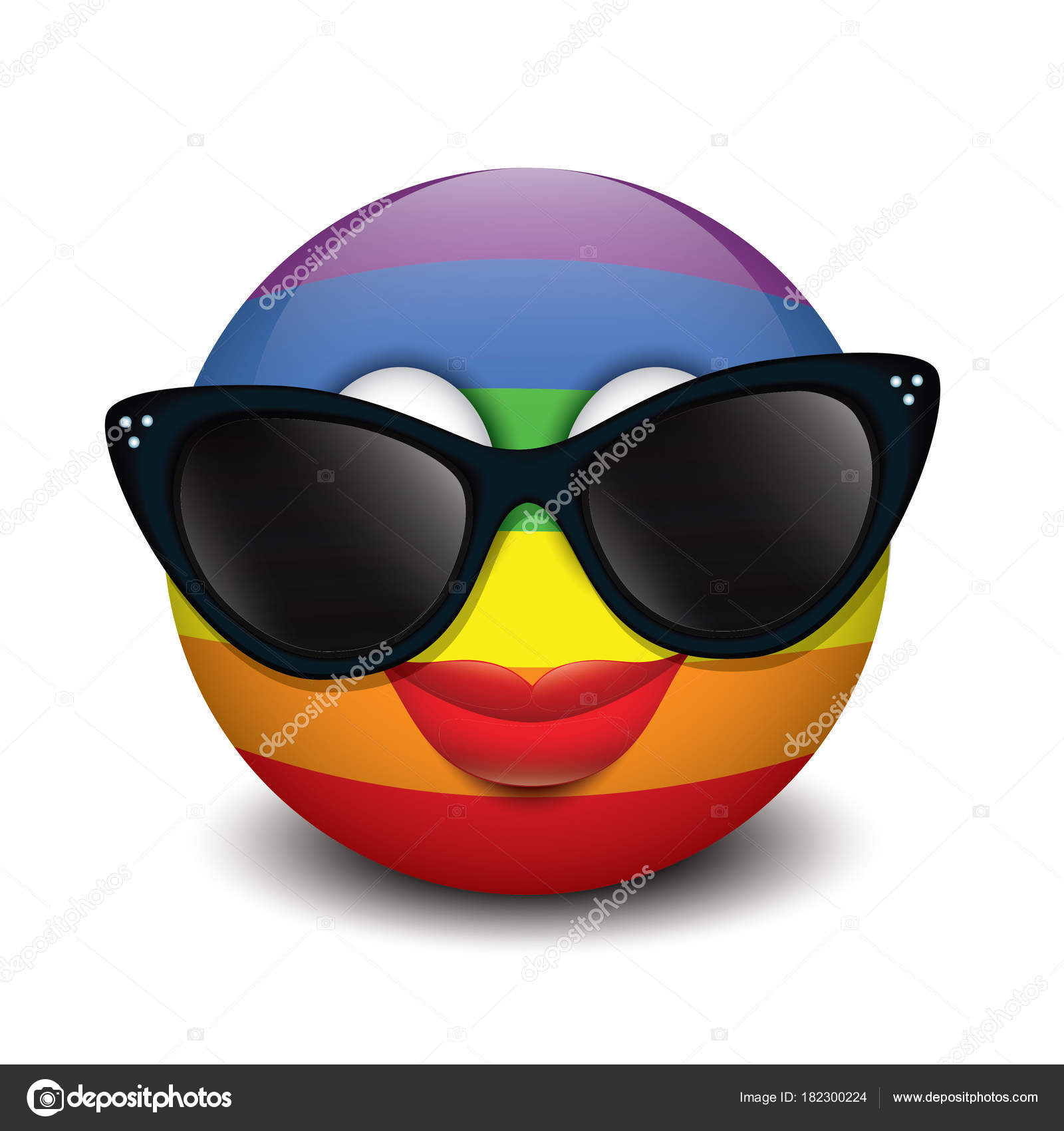 Niedlich Lächelndes Emoticon Mit Schwarzer Sonnenbrille Emoji Smiley ...