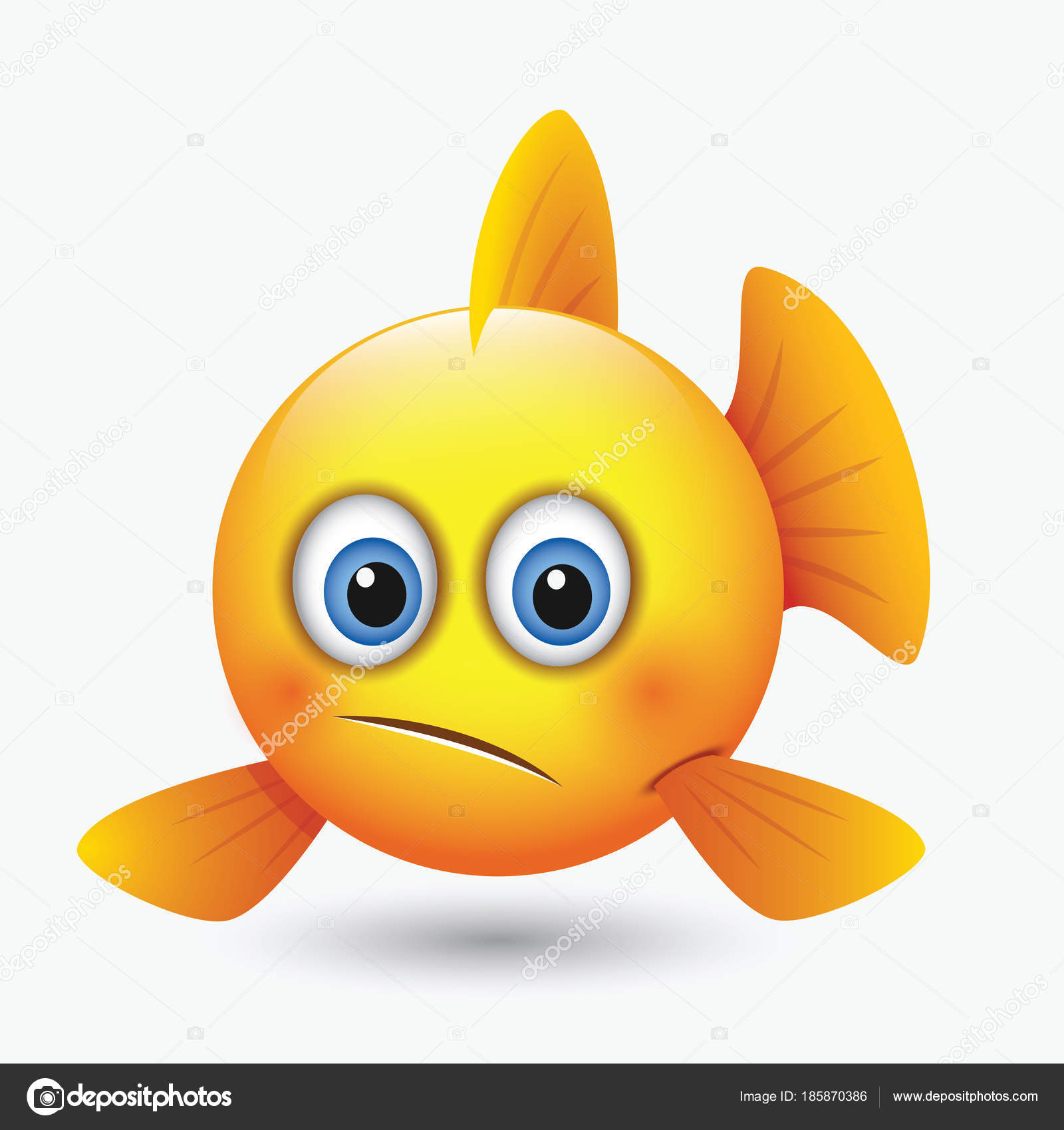 Image vectorielle Émoticône Mignon L'image Poissons Jaunes Avec ...