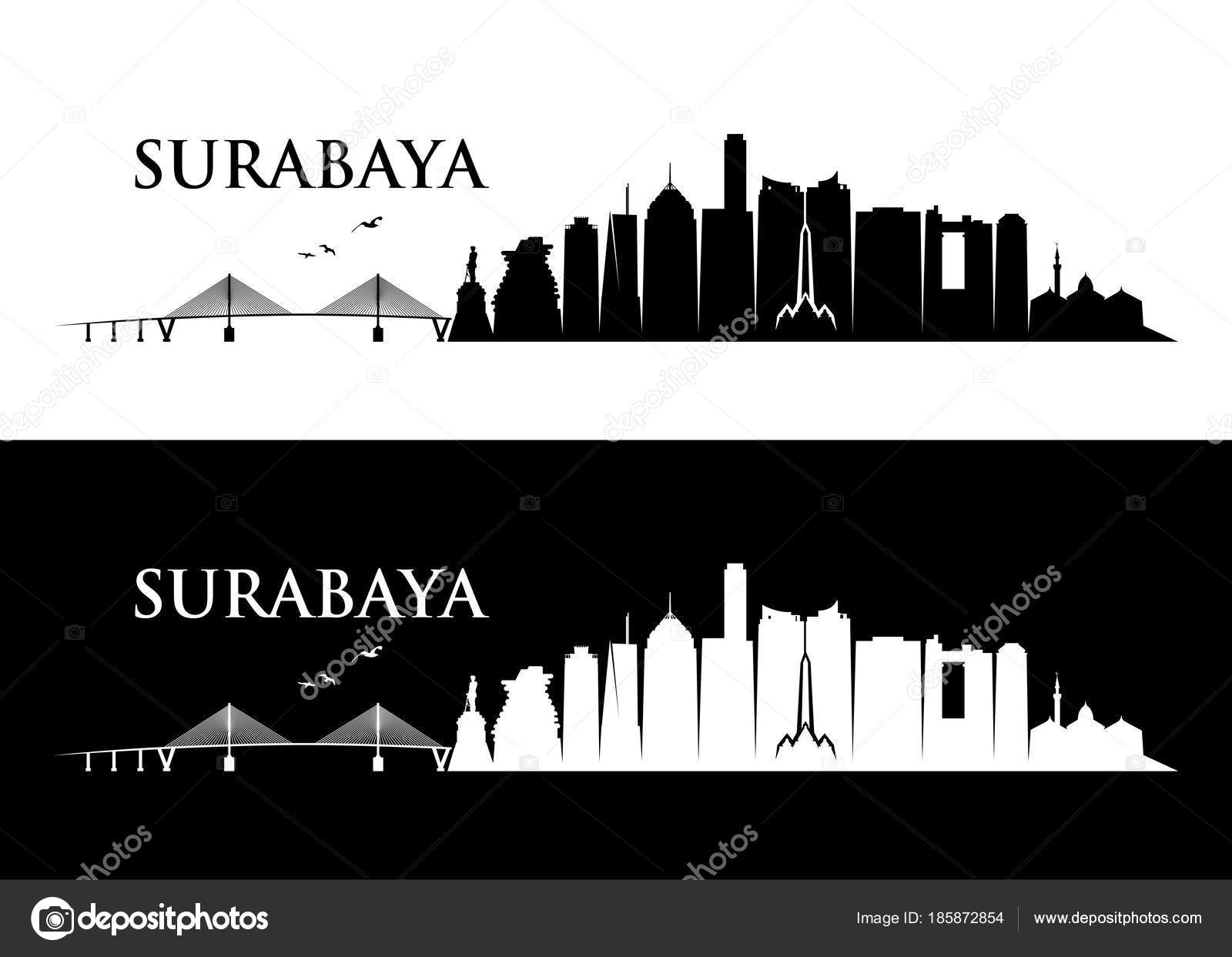 Silhouettes Architectural Landmarks Skyline Surabaya Stock Vector by ©I ...