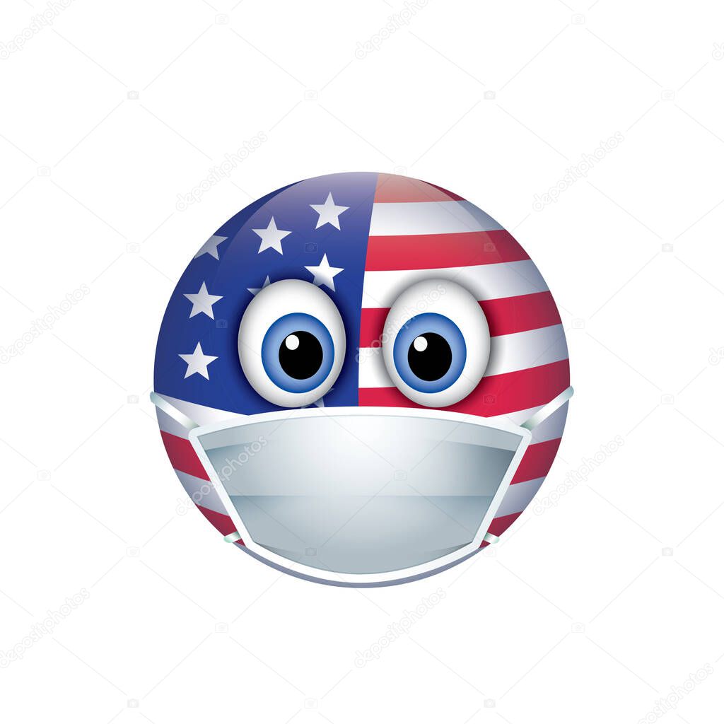 Emoticono Americano Emoji Smiley Ilustración Vectorial Vector de stock ...
