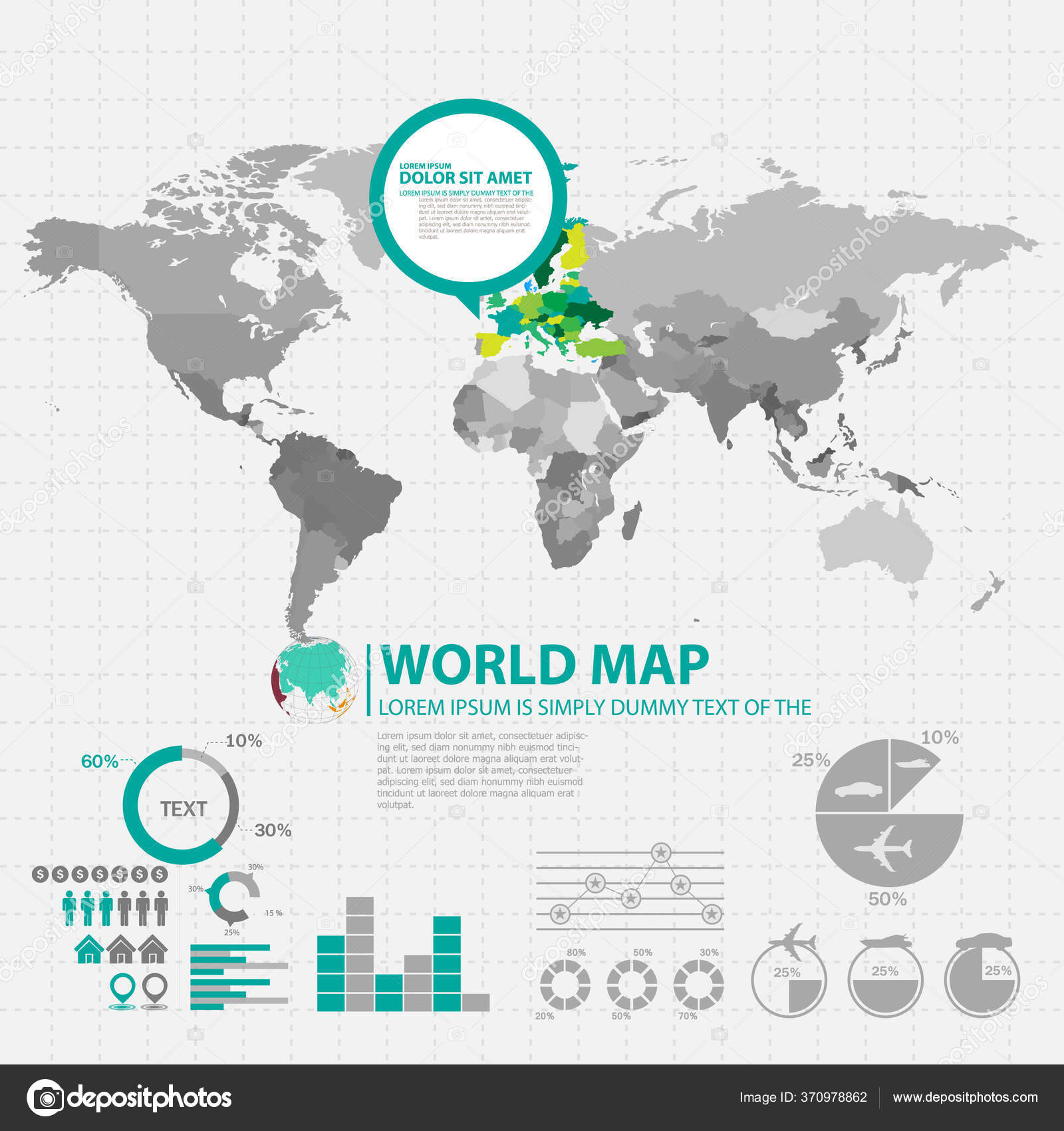 Mapa Mundo Modelo Design Layout Infográfico Ilustração Vetorial Vetor ...