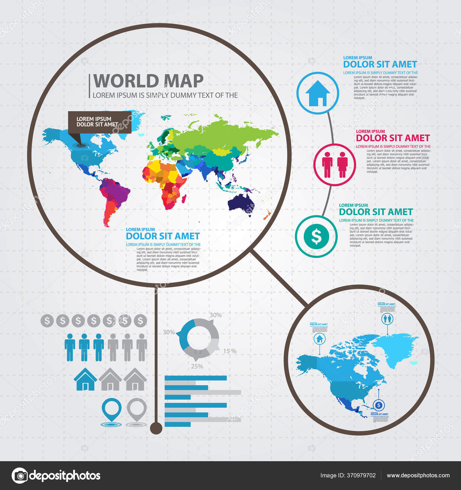 Mapa Mundo Modelo Design Layout Infográfico Ilustração Vetorial Vetor ...