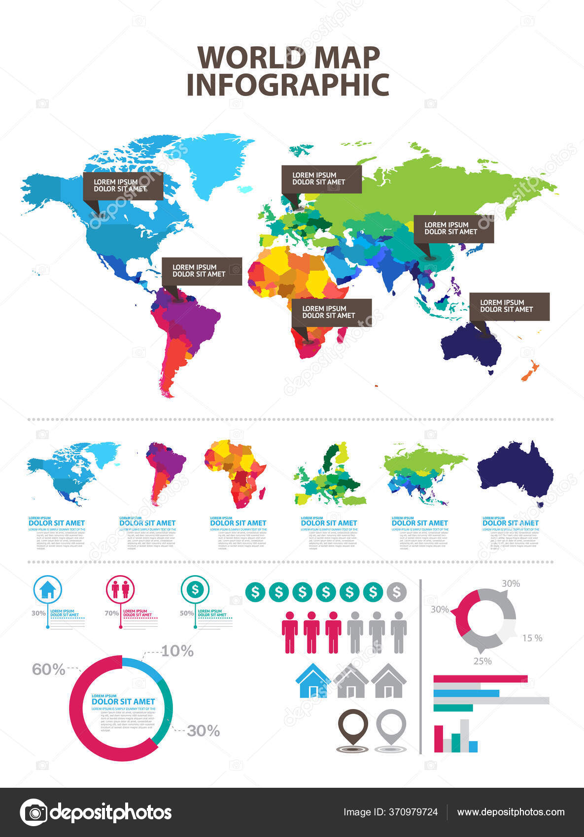 Modelo De Infografico De Mapa Mundial