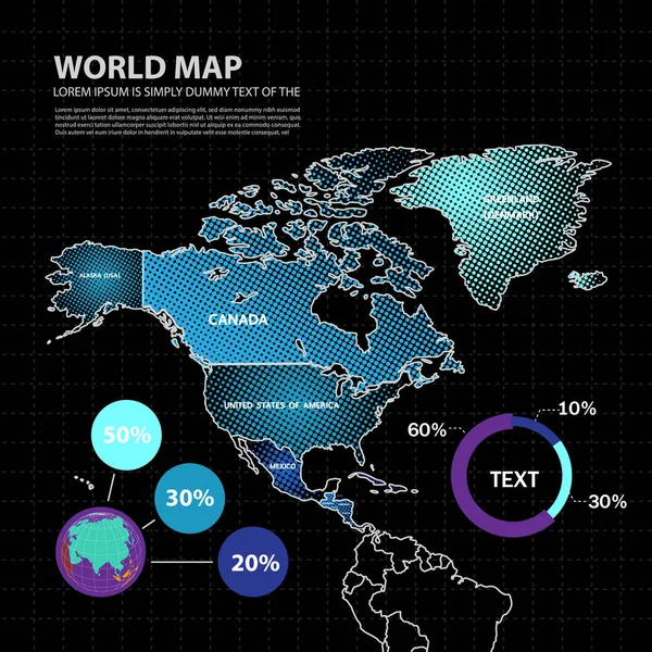 World Map Infographic Layout Design Template Vector Illustration Stock ...