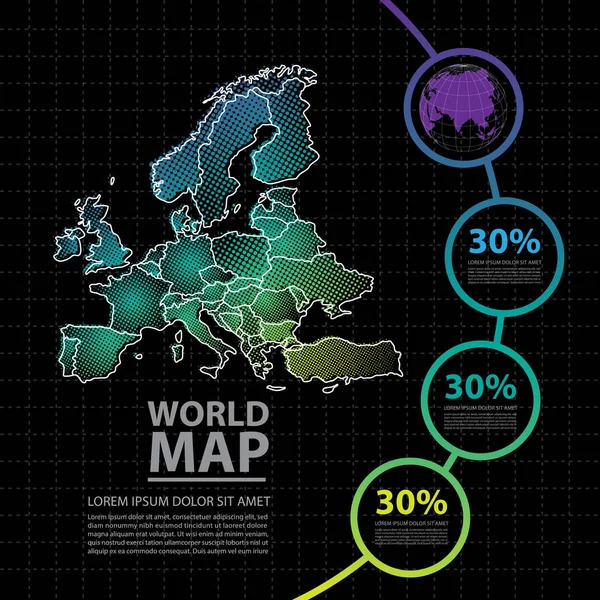World Map Infographic Layout Design Template Vector Illustration Stock ...