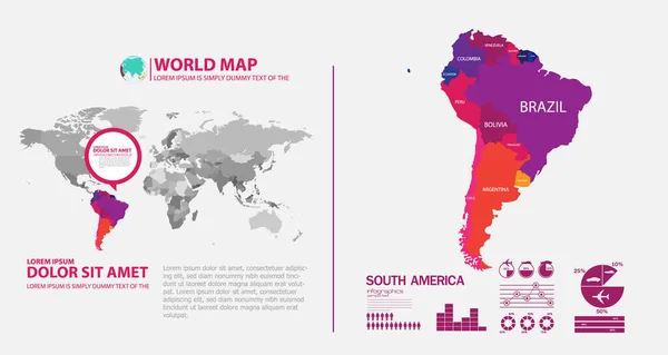 World Map Infographic Layout Design Template Vector Illustration Stock ...