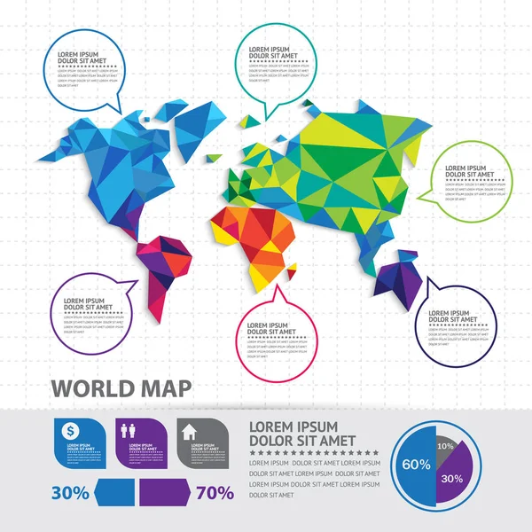 World Map Infographic Layout Design Template Vector Illustration Stock ...