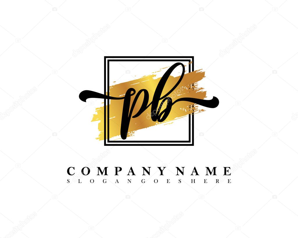 Logo PB inicial de firma inicial, maquillaje, boda, moda, con plantilla ...