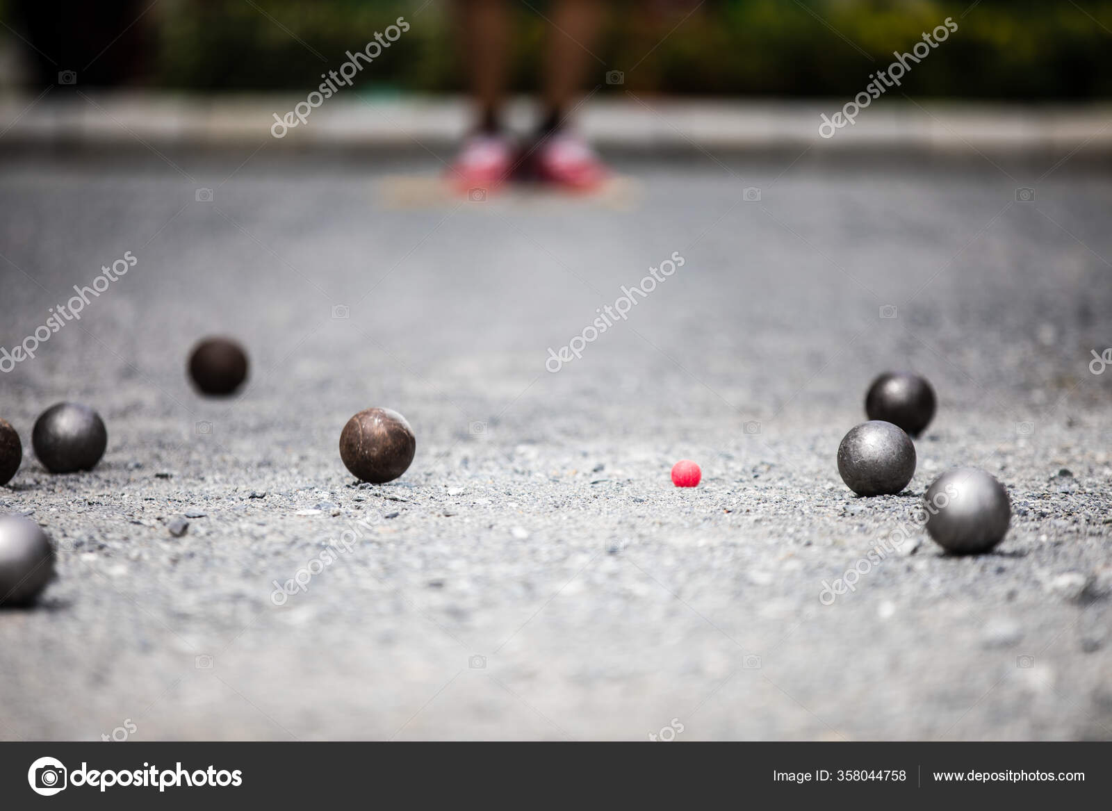 Petanque Ball Boules Small Red Jack Petanque Field Man Playing Stock ...
