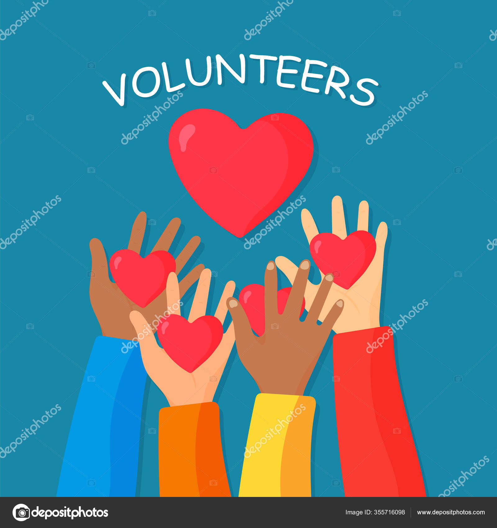 Hands of volunteers. Stock Vector by ©Poliashenko 355716098