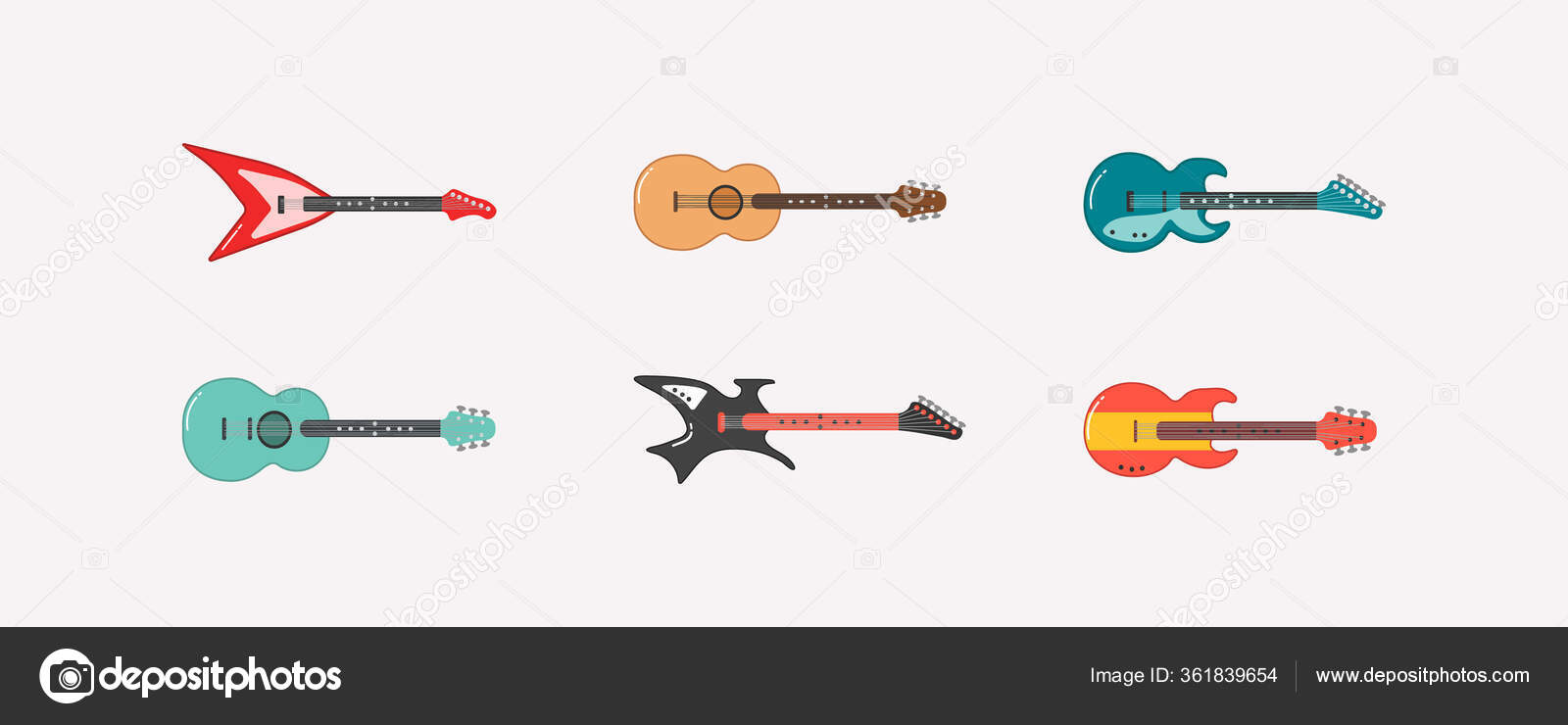 Set different guitar. Stock Vector Image by ©Poliashenko #361839654