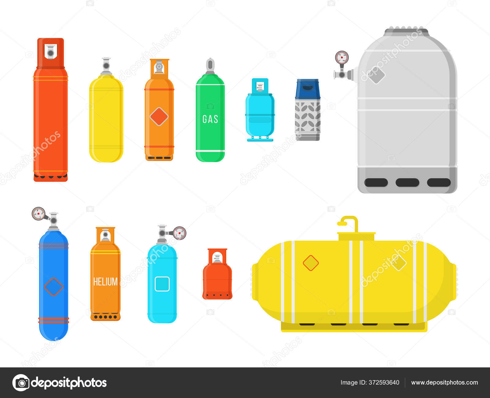 Different gas cylinders. Stock Vector Image by ©Poliashenko #372593640