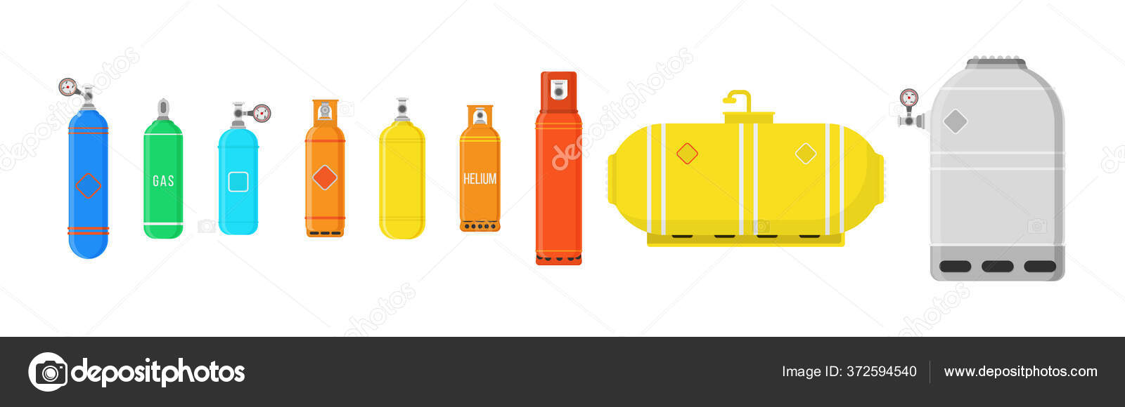 Different gas cylinders. Stock Vector by ©Poliashenko 372594540